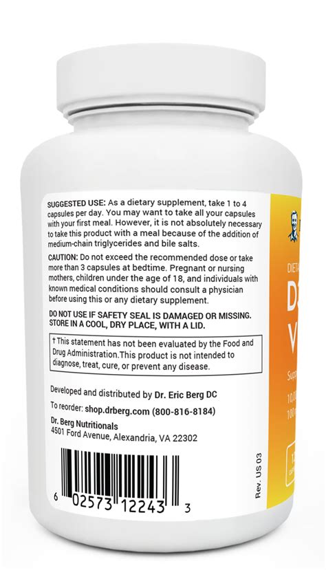 Dr Berg S D K Vitamin D K Supplement W Purified Bile Salts