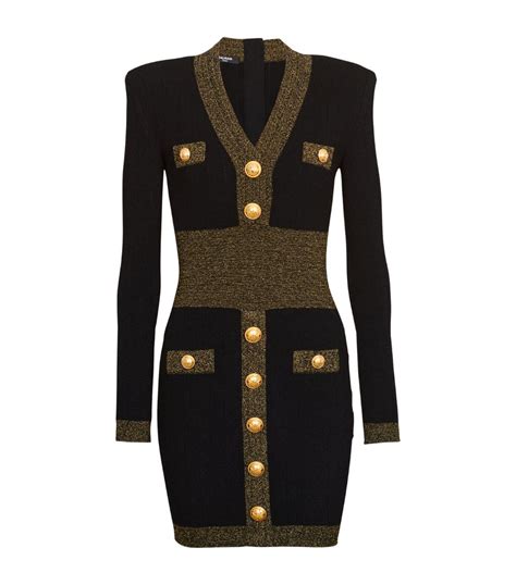 Womens Balmain Black Rib Knit Mini Dress Harrods Uk