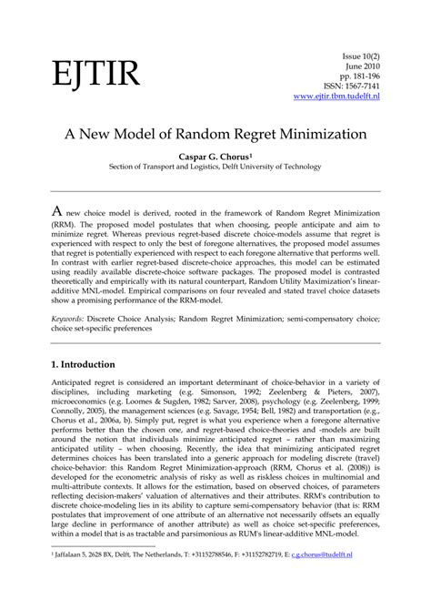 pdf a new model of random regret minimization