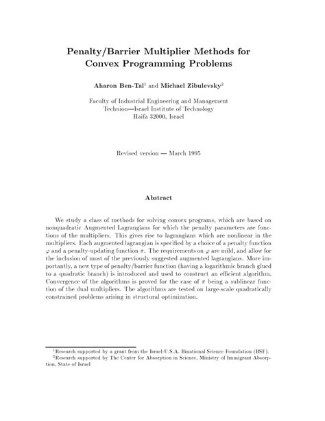 pdf penalty barrier multiplier methods for convex programming problems