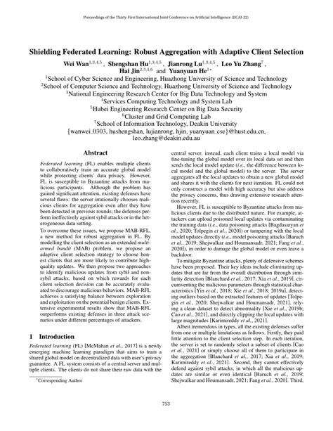 pdf shielding federated learning robust aggregation with adaptive client selection