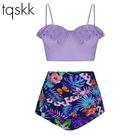TQSKK 2019 New Sexy Ruffle Bikini Sets Female Swimwear Soild Swimsuit
