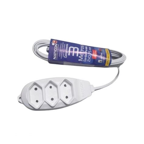 Extensao Naticon Tripla Paralela 2X0 75 Branca 3M 579