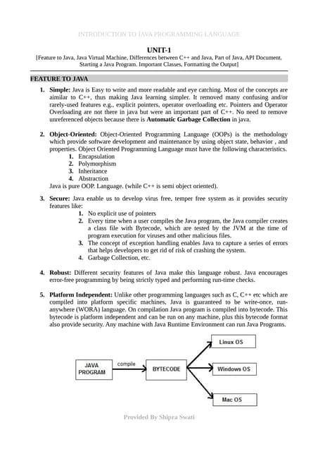 java unit 1 pdf
