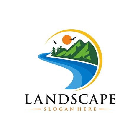 Modelo de ilustração vetorial de design de logotipo de paisagem Vetor