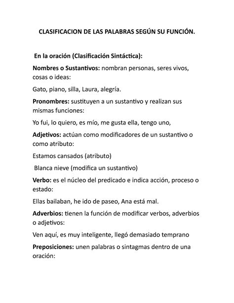 Clasificacion DE LAS Palabras CLASIFICACION DE LAS PALABRAS SEGÚN SU