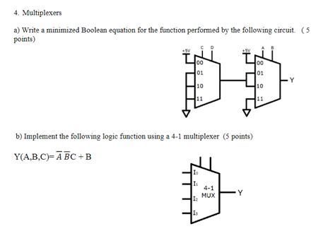 solved multiplexers write a minimized boolean equation for