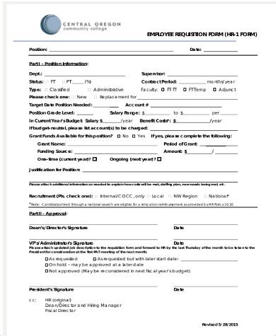Free Sample Employee Requisition Forms In Ms Word Pdf