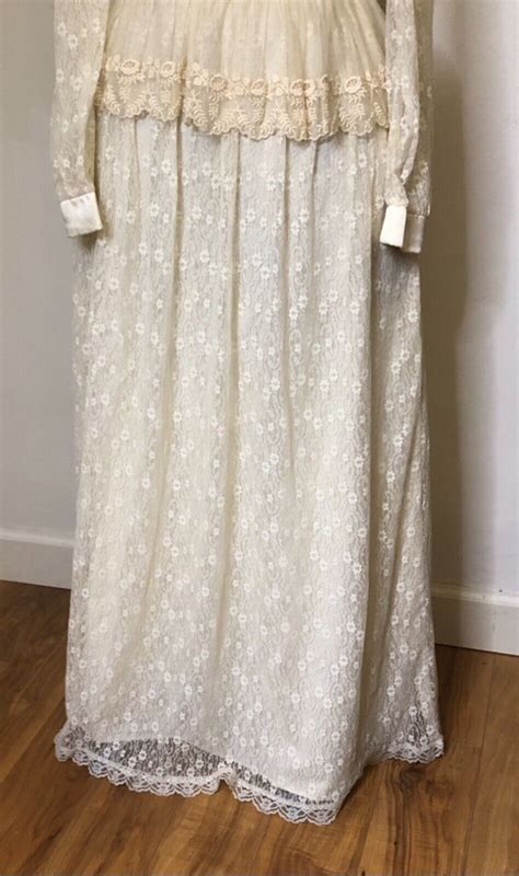 Vtg GUNNE SAX Jessica McClintock Wedding Cottage Lace Prairie Dress Sz