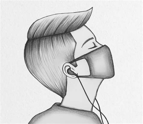 Kolay Maskeli Erkek Çizimi Resmi Müzik Dinleyen Erkek Adım Adım Nasıl