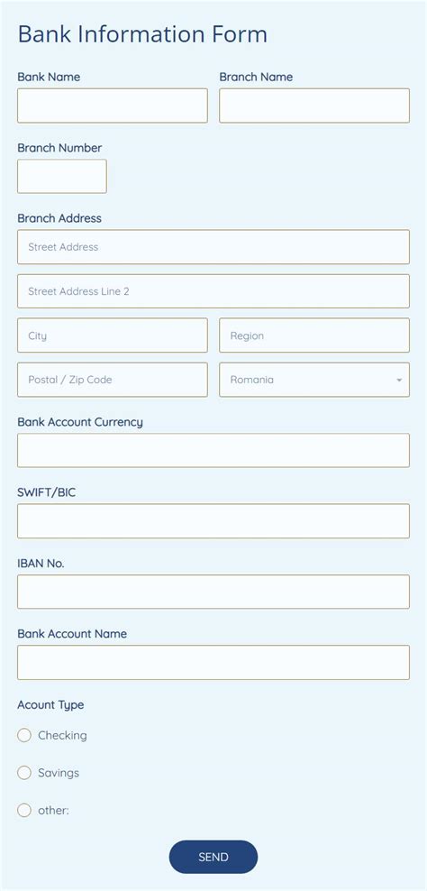 Bank Details Form Template Word