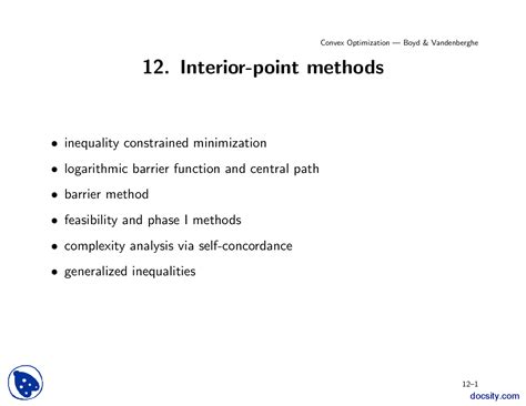 interior point methods convex optimization lecture slides docsity