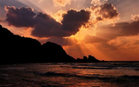 Wallpaper Sunlight Landscape Mountains Sunset Sea Bay Nature