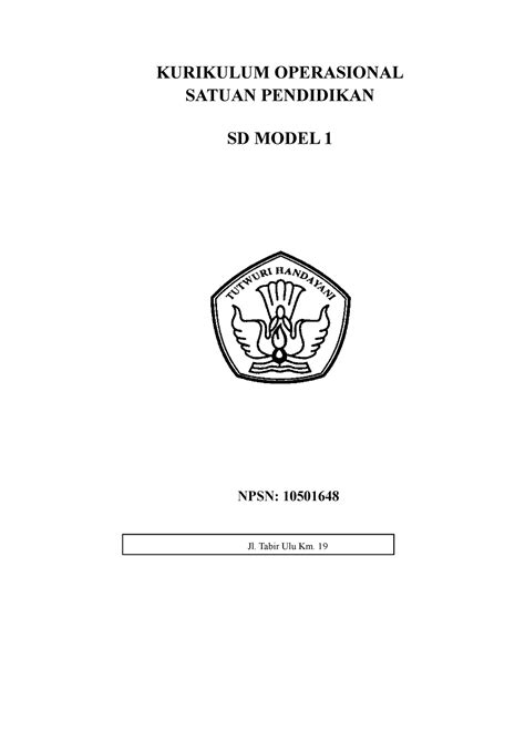 KOSP SD Model 1 Datadikdasmen KURIKULUM OPERASIONAL SATUAN