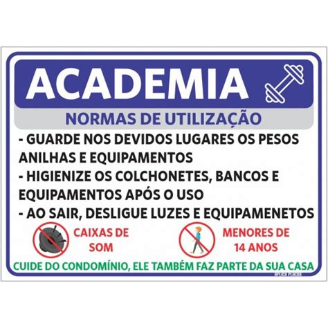 Placa Sinaliza O Condom Nio Academia Normas De Utiliza O