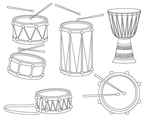 Conjunto de diferentes tambores con ilustración de vector plano de