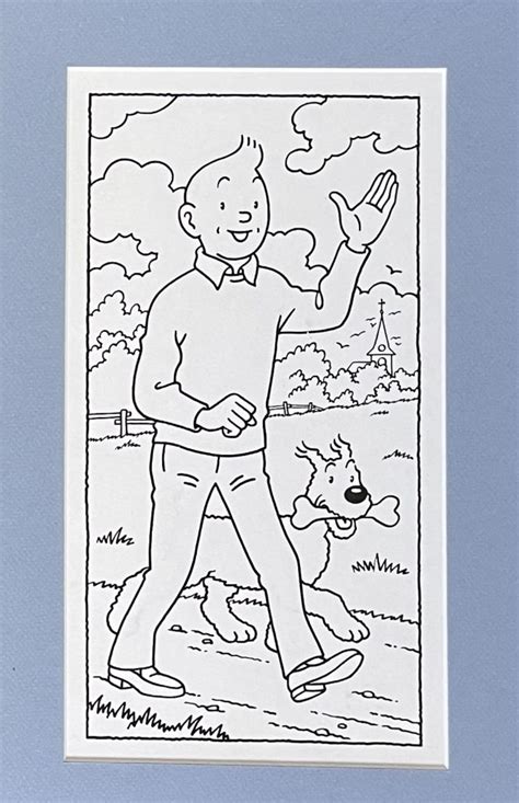 Studios Hergé dessin original Tintin et Milou Bob de Moor