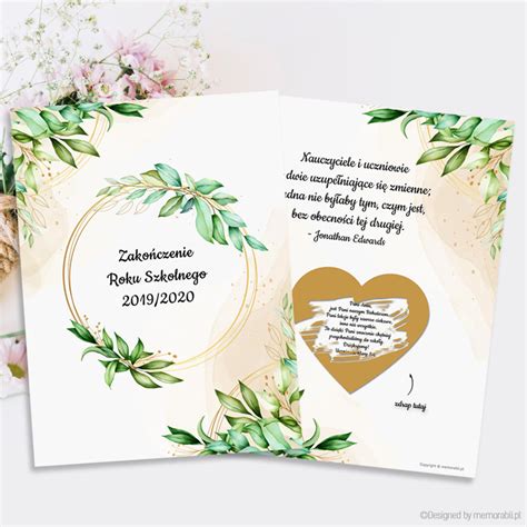 KARTKA ZDRAPKA podziękowanie dla nauczyciela zakończenie roku