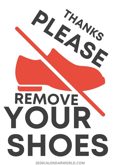 Free Printable Please Remove Your Shoes Sign Printable