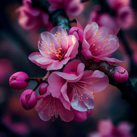 Flor de cerezo sakura rosa flores pétalos ilustración floral Foto Premium