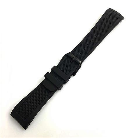 Curved End 22mm Black Silicone Rubber Strap Replacement Watch Band 4441
