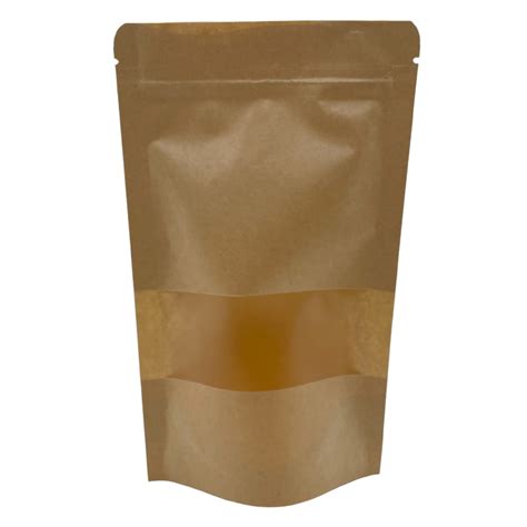 Saco de Papel Kraft Visor Stand Up Pouch Zip 15x22x4cm Hermético
