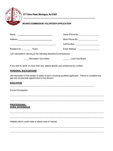 Fillable Online Township Of Montague DATE Fax Email Print PdfFiller