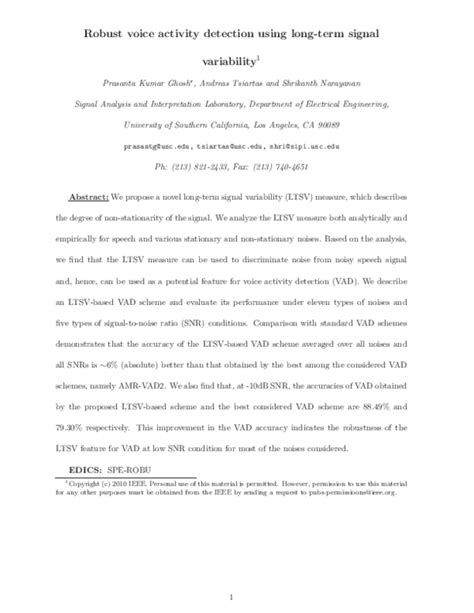 pdf robust voice activity detection using long term signal variability prasanta ghosh