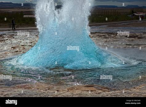Strokkur Geyser Erupting Iceland Stock Photo Alamy