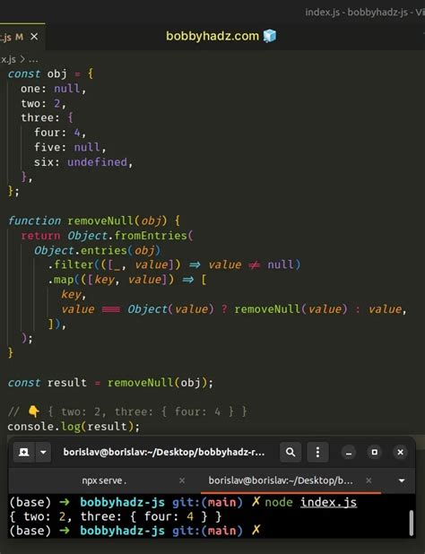 remove null or undefined values from object in javascript bobbyhadz
