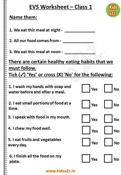 Worksheets For Class 1 Weather Worksheets Healthy And Unhealthy Food