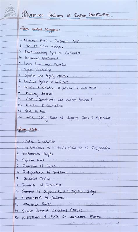 SOLUTION Borrowed Features Of Indian Constitution Notes Studypool