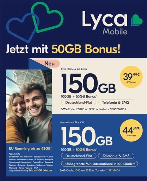 Lyca Mobile D Netz SIM bis 150GB Lycamobile wählen Tarif Selbst
