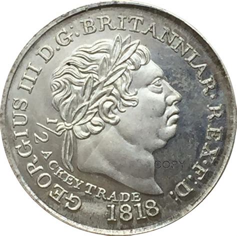 Moneda De Copia Chapada En Plata Reino Unido 1818 1 2 1750 Monedas