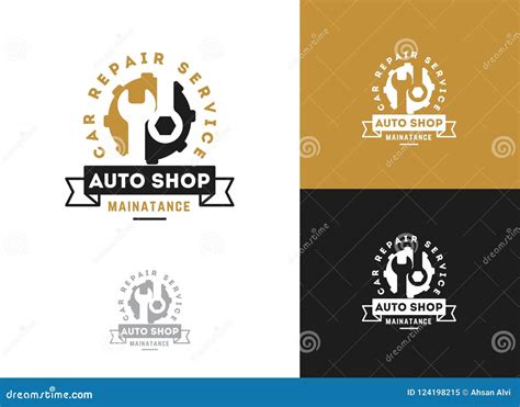 3D Logo Mechanic With Wrench And Tyre Stock Illustration