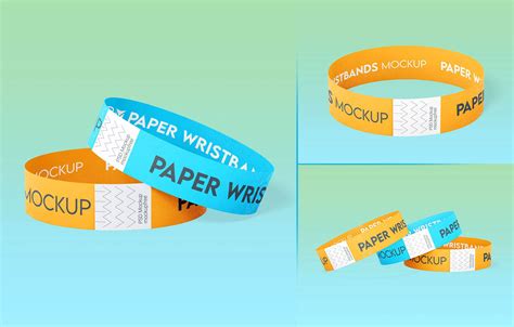 Free Paper Wristband Mockups 3 PSD Set