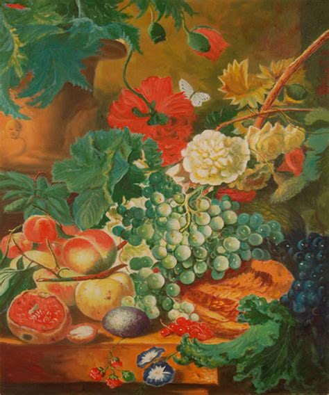 Quadro Natura Morta Fiori E Frutta Di Picart Scuola Nature Morte