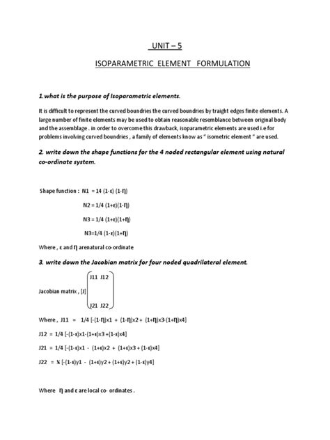 unit 5 isoparametric element formulation 1 what is the purpose of isoparametric elements