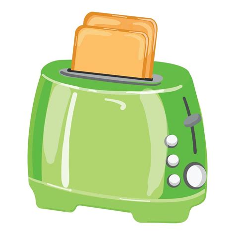 Vector De Dibujos Animados De Icono De Tostadora Verde Pan Tostado