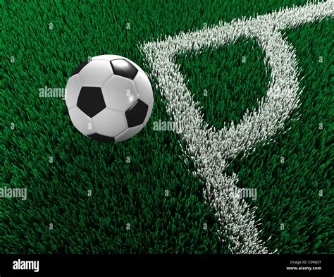 Ilustración 3d balón de fútbol fuera del campo de juego Aislado sobre