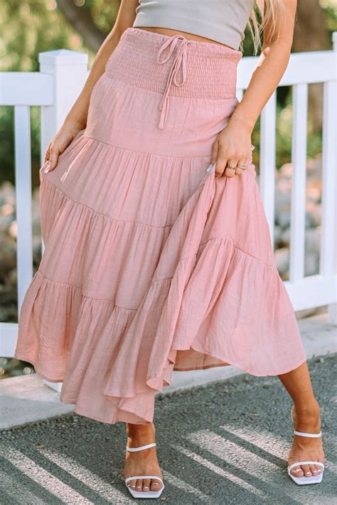 Smocked High Waist Tiered Maxi Skirt In 2022 Tiered Maxi Skirt Maxi Skirt Skirts