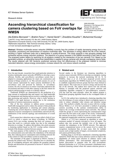 pdf ascending hierarchical classification for camera clustering based on fov overlaps for wmsn