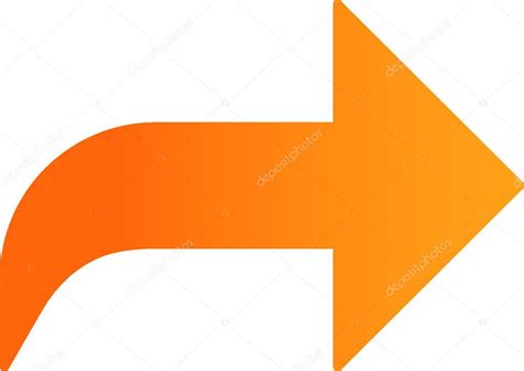 Derecha naranja flecha curva diseño plano largo icono de color sombra