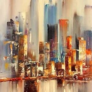 Large Original Abstract City Painting Urban Art Painting City Skyline