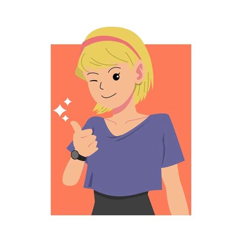 Hermosa mujer pulgares arriba gesto ilustración Vector Premium