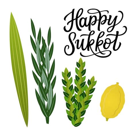 Affiche De Lettrage Happy Souccot Vecteur Premium