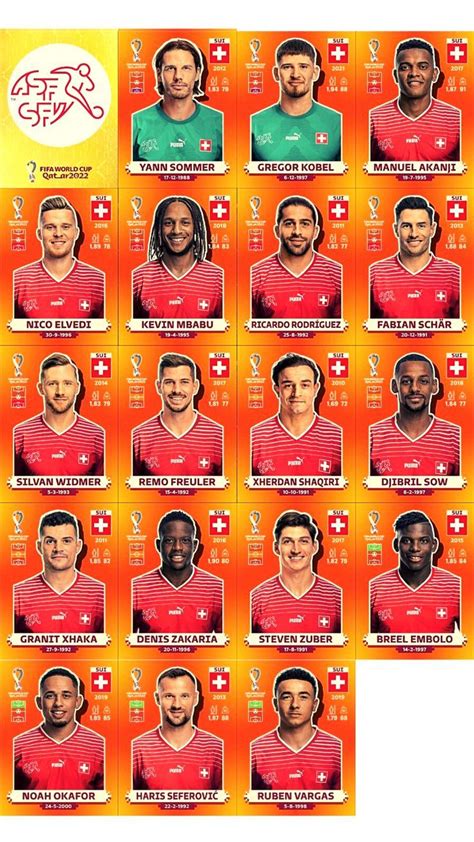 ALL STICKERS SWITZERLAND PANINI WORLD CUP 2022 Em 2022 Figurinhas Da