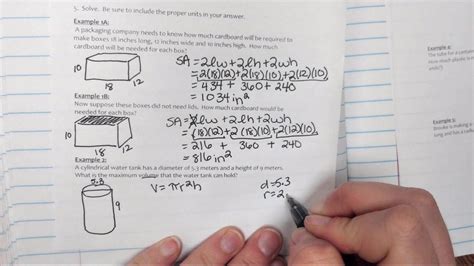 Math Volume Surface Area Word Problems Worksheets Library