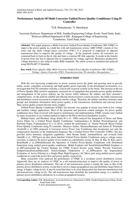 pdf performance analysis of multi converter unified power quality conditioner with dual feeder