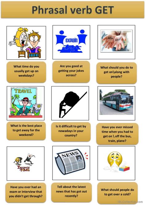 Phrasal Verb Get Speaking Cards Voca Fran Ais Fle Fiches Pedagogiques
